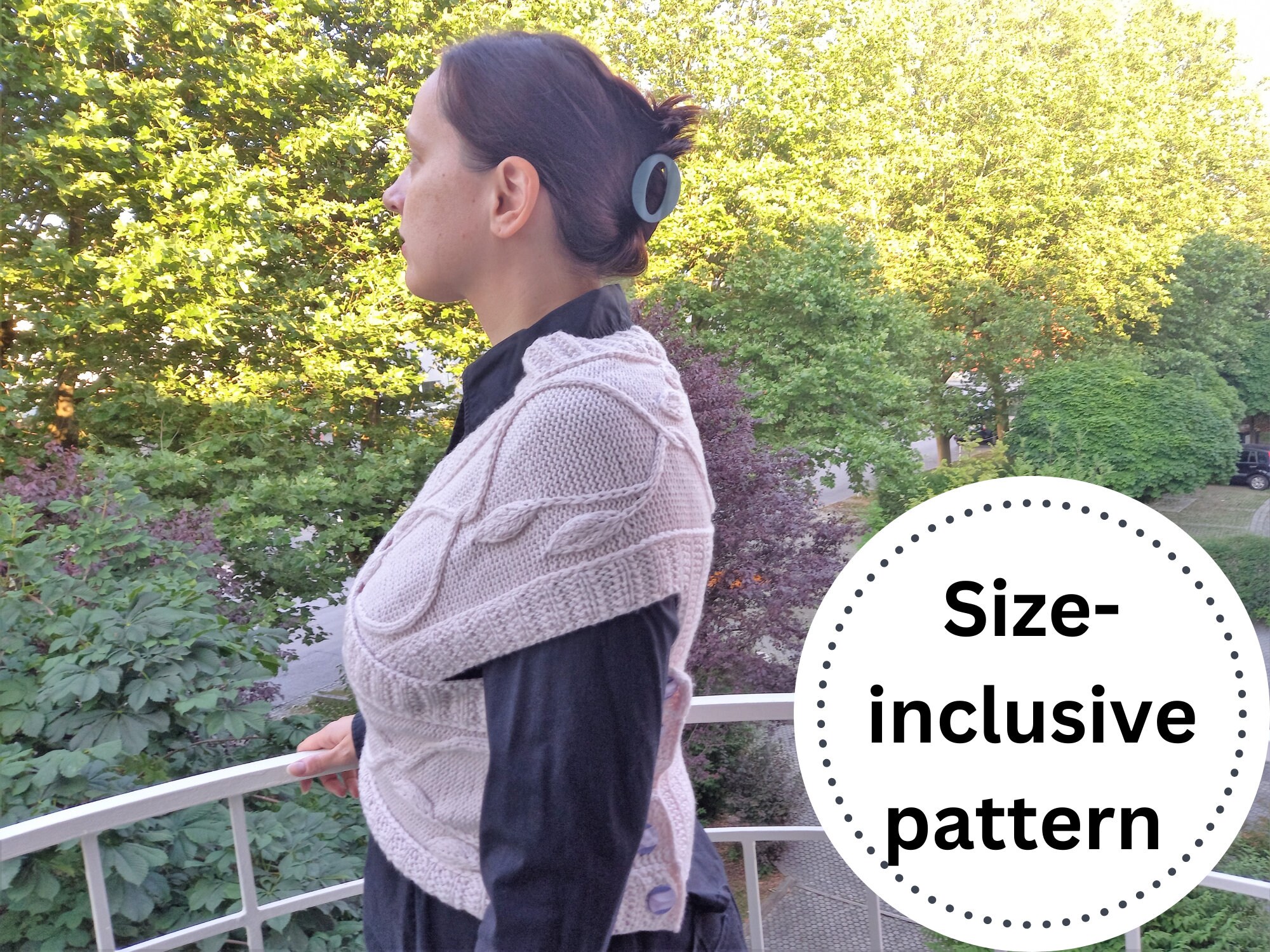 Crossover Wrap Vest Knitting Pattern, Cable Leaf Outlander Shawl With ...