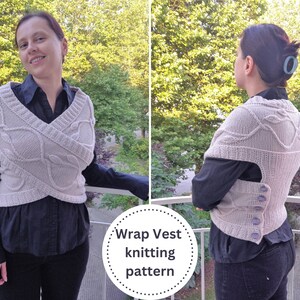 Crossover Wrap Vest Knitting Pattern Cable Leaf Outlander - Etsy