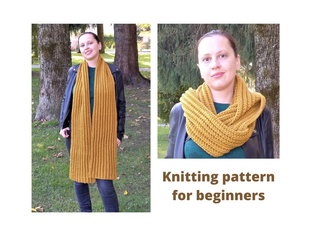 Easy Scarf Knitting Pattern for Beginners, Adaptable Size for Adults ...