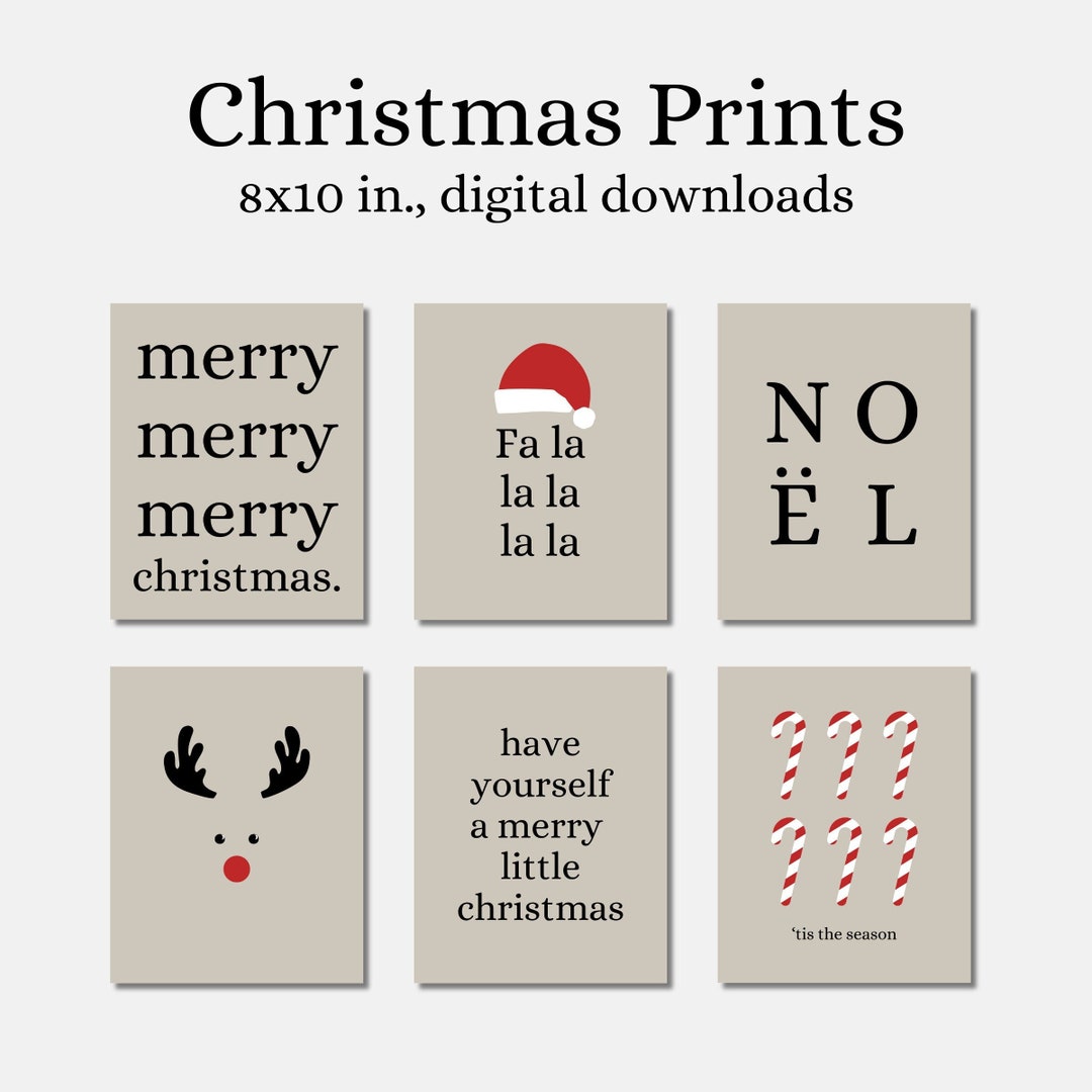 Christmas Prints | Set of 6 | Printable | Art Prints | Digital Download ...