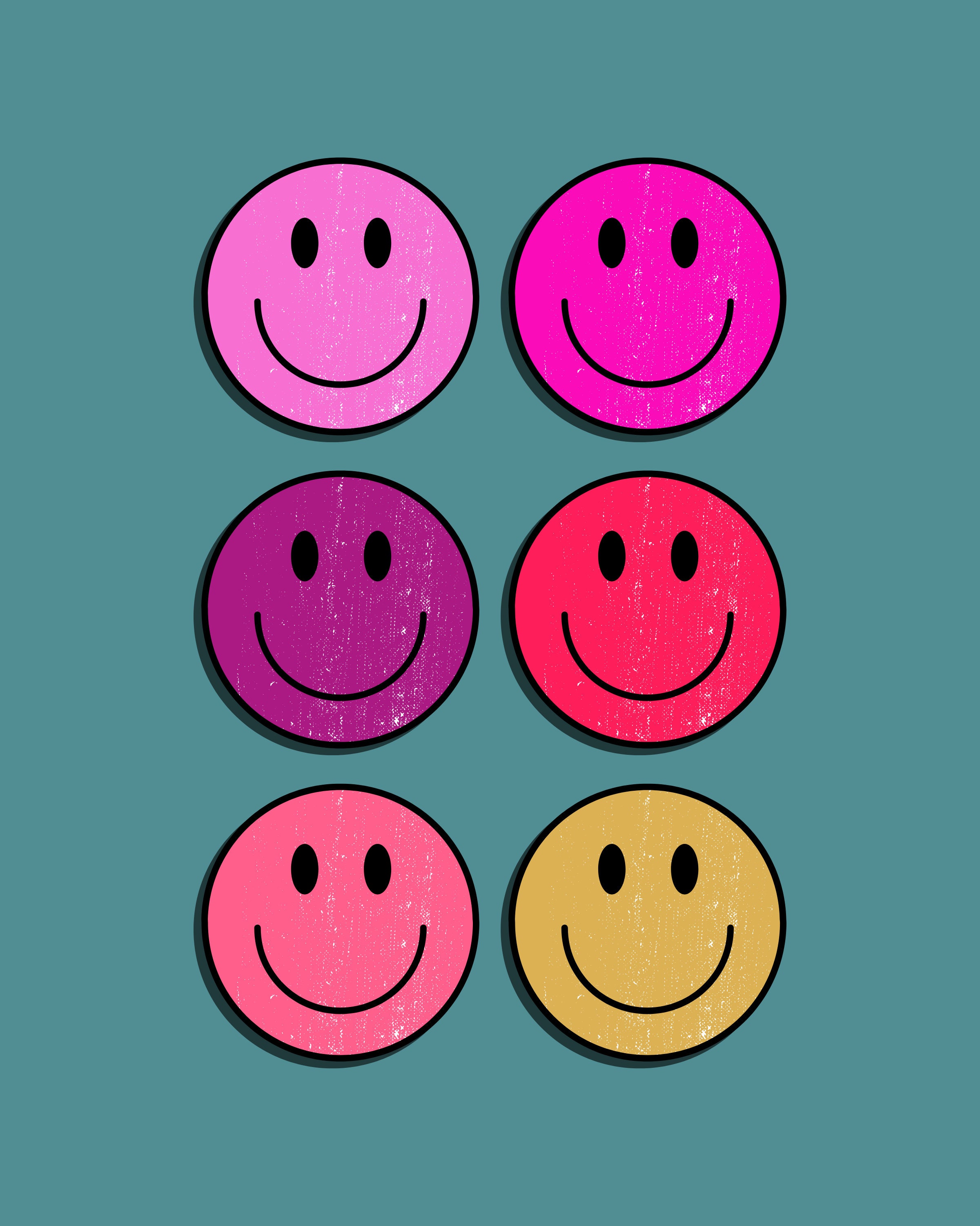 Bright Retro Smiley Faces | DIGITAL DOWNLOAD | Dorm Decor | Classroom ...