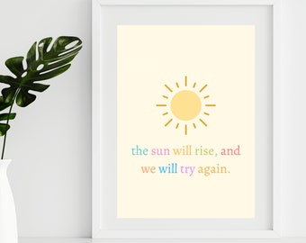 Sun - Inspirational Quote - Art Print - 4x6 - Digital Download - Etsy