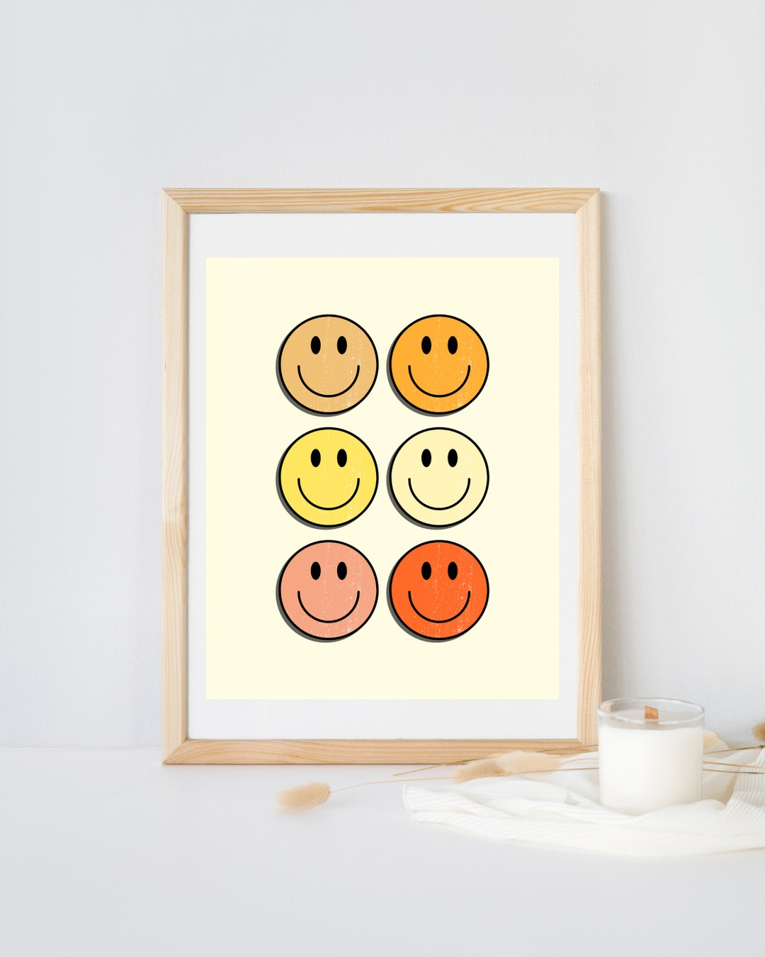 Yellow Retro Smiley Face Print | DIGITAL DOWNLOAD | Classroom Decor ...
