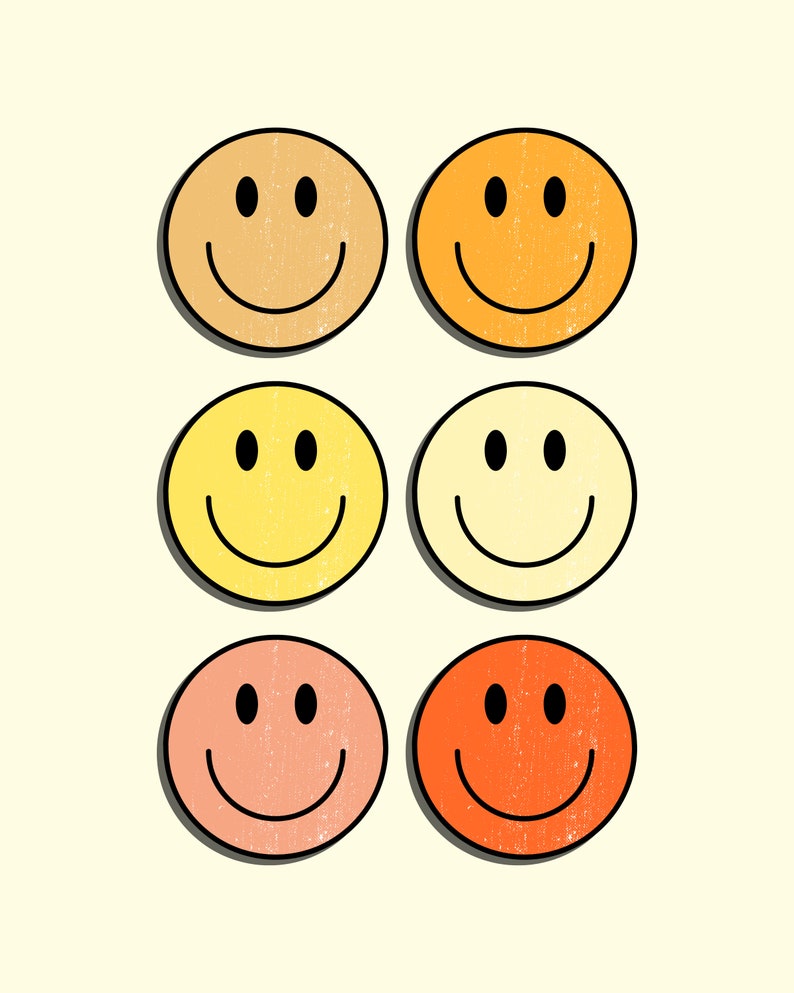 Yellow Retro Smiley Face Print DIGITAL DOWNLOAD Classroom - Etsy