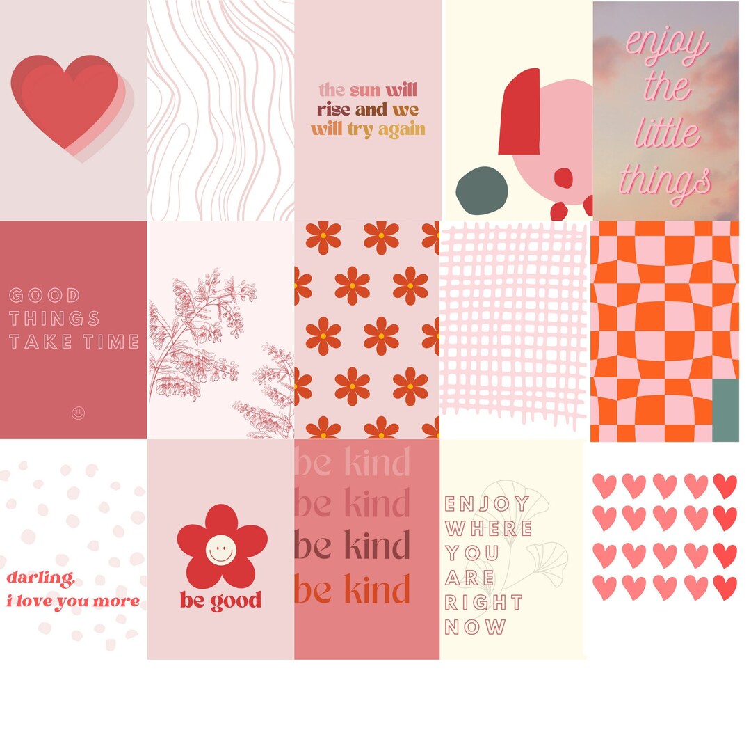 Pink Photo Wall Collage Kit 15 Pieces DIGITAL DOWNLOAD 4x6 Inch Pink ...