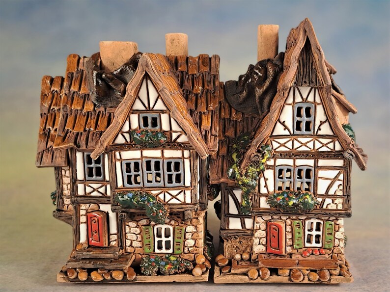 Ceramic House Tealight Candle Holder Incense Burner Home Decoration ...