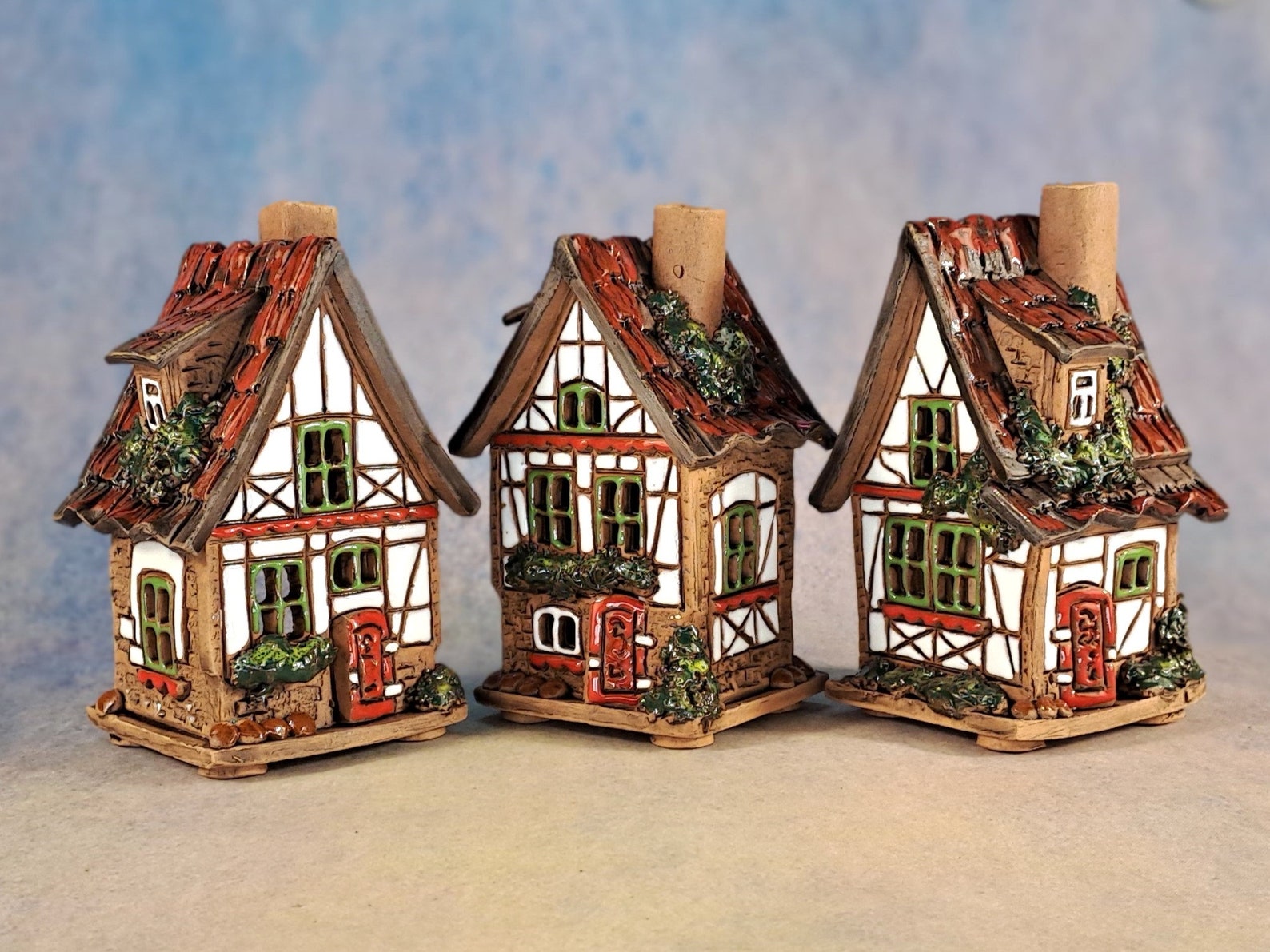 Ceramic House Tealight Candle Holder Incense Burner Home Decoration ...