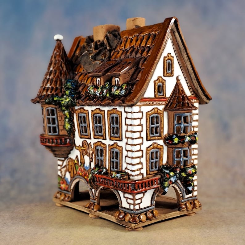 Ceramic House Tealight Candle Holder Incense Burner Home Decoration ...