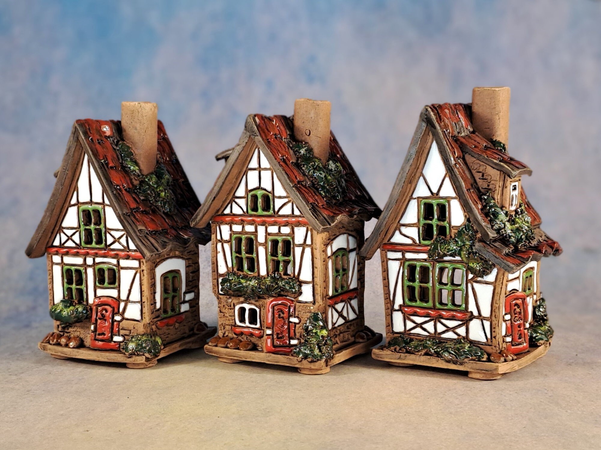 Ceramic House Tealight Candle Holder Incense Burner Home Decoration ...