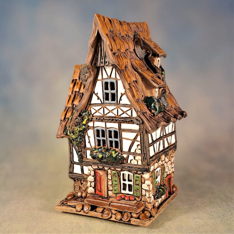 Ceramic House Tealight Candle Holder Incense Burner Home Decoration ...