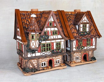 Ceramic House Tealight Candle Holder Incense Burner Home Decoration ...