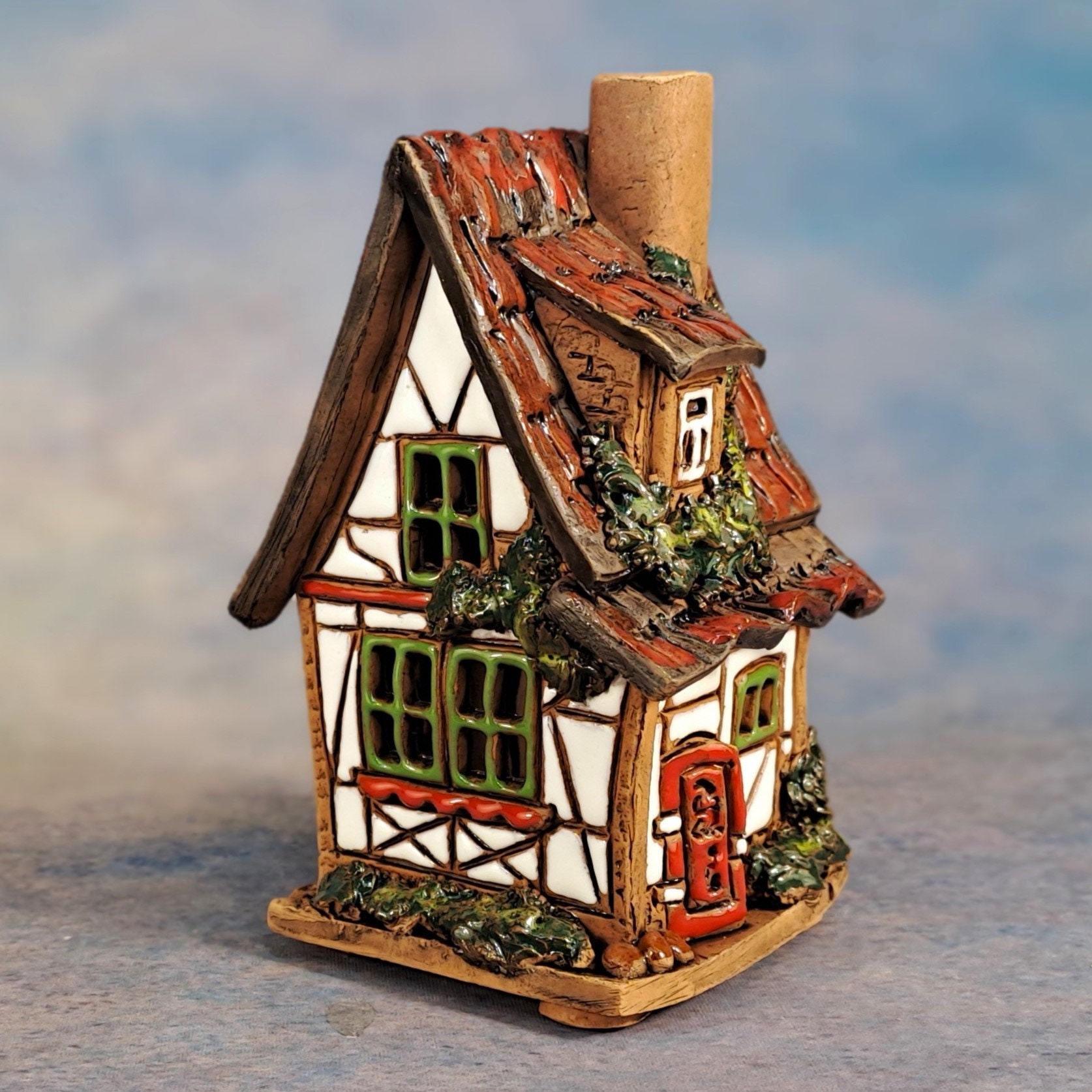 Ceramic House Tealight Candle Holder Incense Burner Home Decoration ...