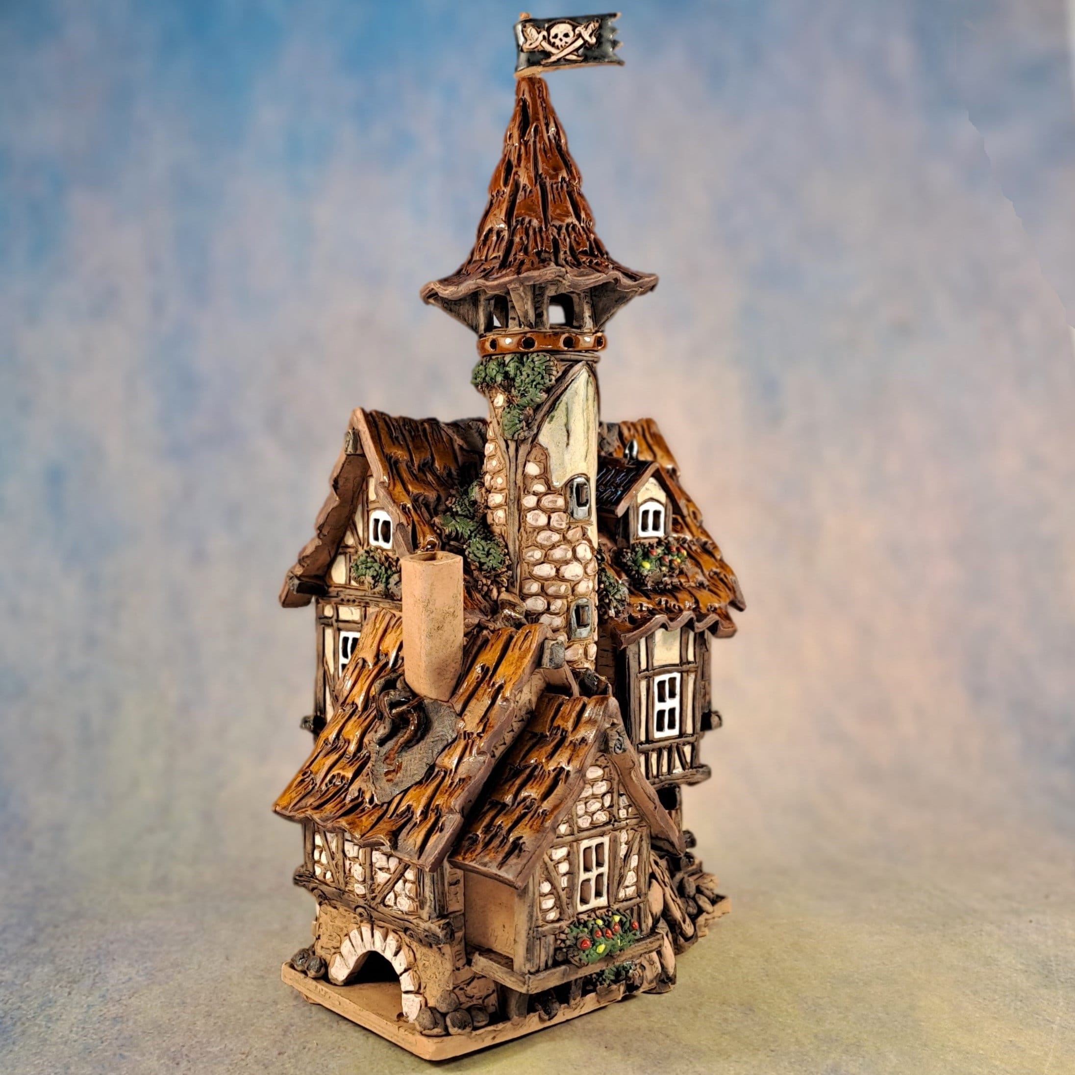 Ceramic Tea Light Candle Holder Fairy Tale Medieval Castle Incense ...