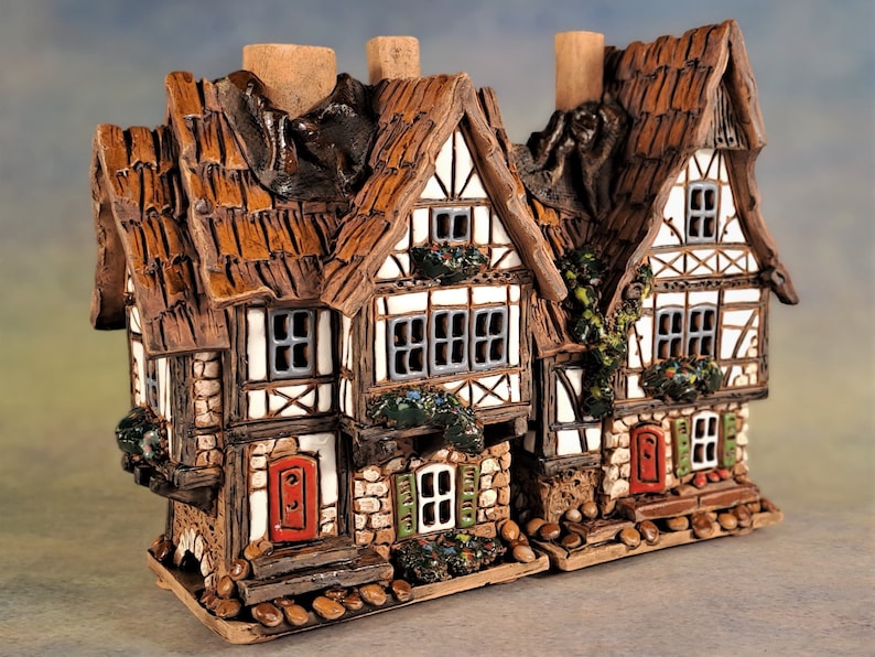 Ceramic House Tealight Candle Holder Incense Burner Home Decoration ...