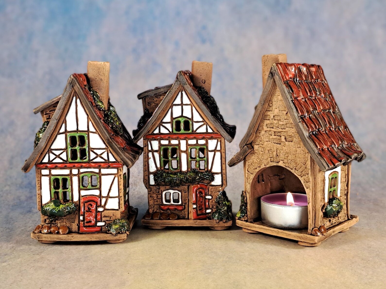 Ceramic House Tealight Candle Holder Incense Burner Home Decoration ...