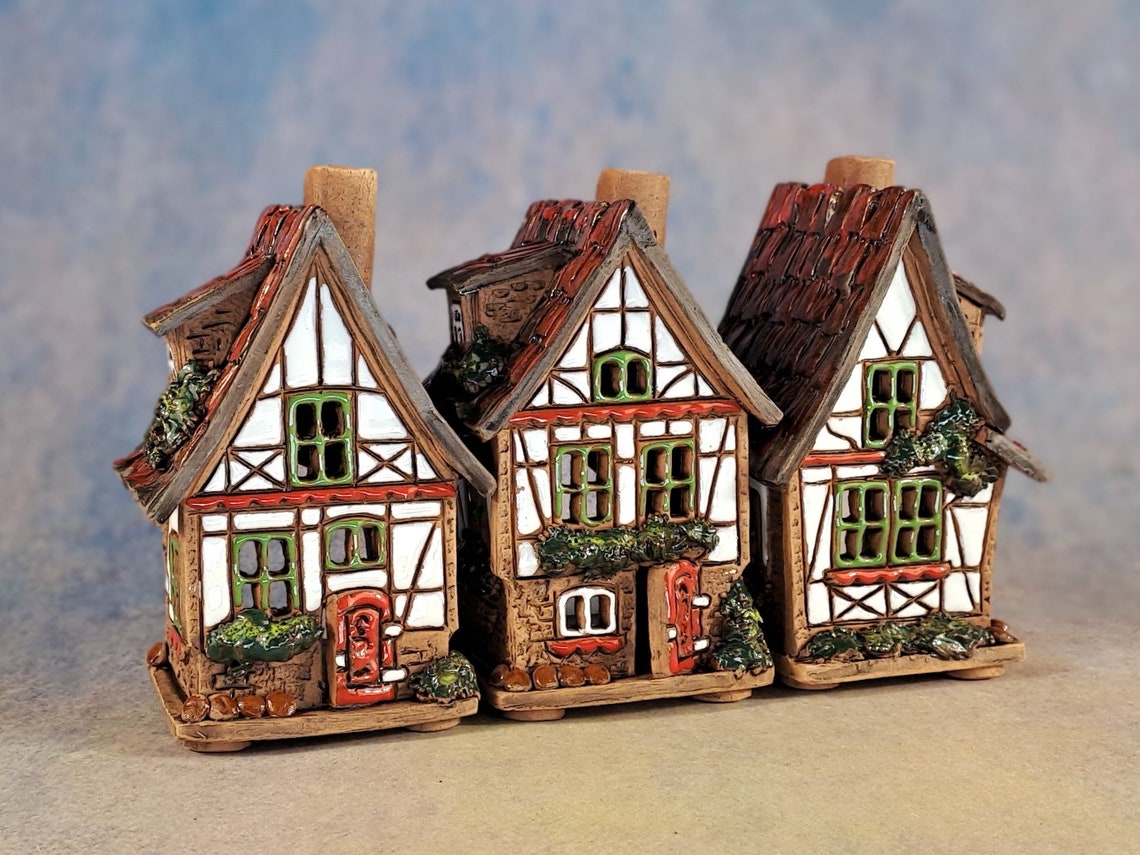 Ceramic House Tealight Candle Holder Incense Burner Home Decoration ...