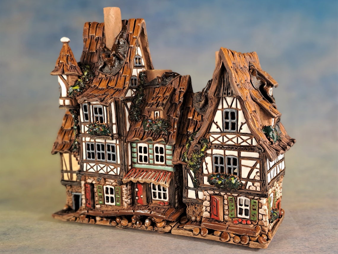 Ceramic House Tealight Candle Holder Incense Burner Home Decoration ...