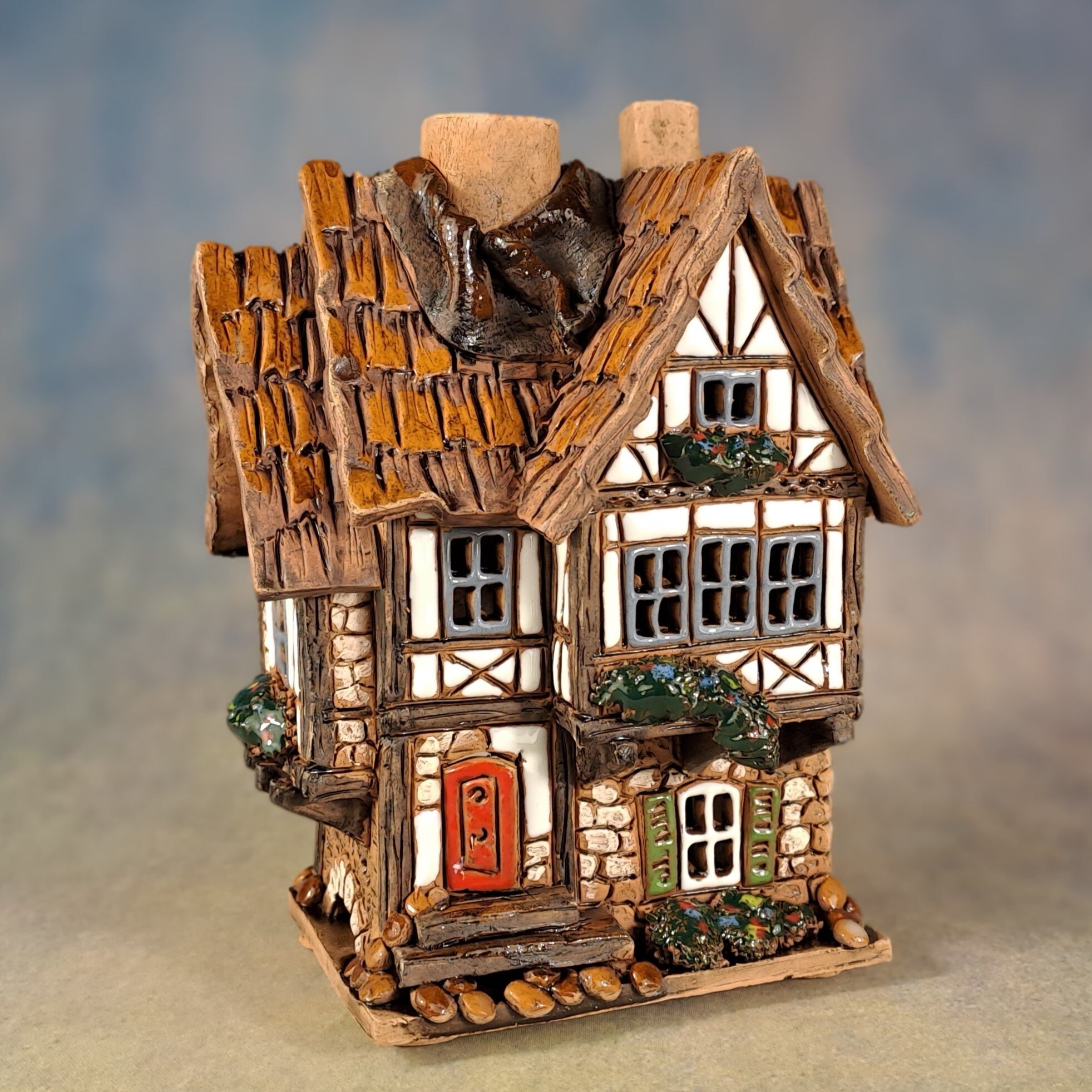 Ceramic House Tealight Candle Holder Incense Burner Home Decoration ...