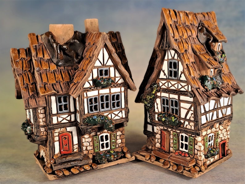 Ceramic House Tealight Candle Holder Incense Burner Home Decoration ...