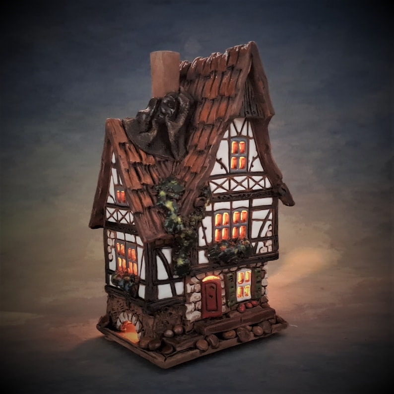 Ceramic House Tealight Candle Holder Incense Burner Home Decoration ...