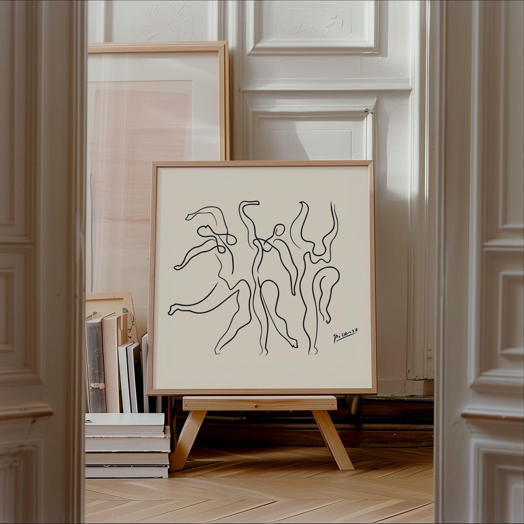 Picasso Line Art Print, the Dance Line Drawing Wall Art, Ship From Uk ...