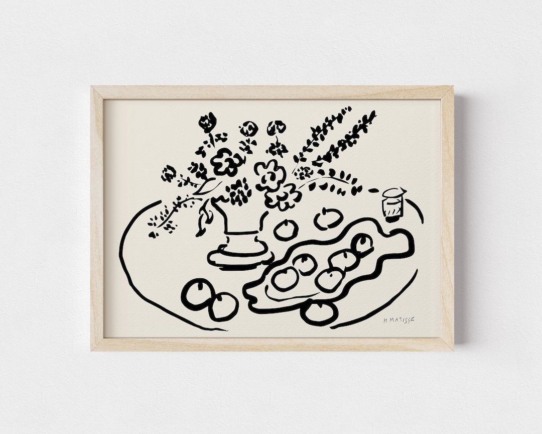 Matisse Wall Art Print, Still Life Line Art Drawing, Line Art Print ...