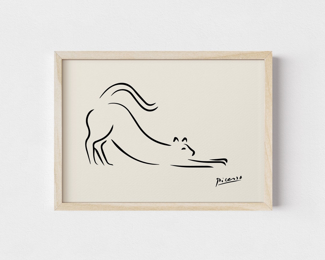 Picasso Print, Cat Line Art Wall Art, Line Art Print, Ship From Uk/us ...