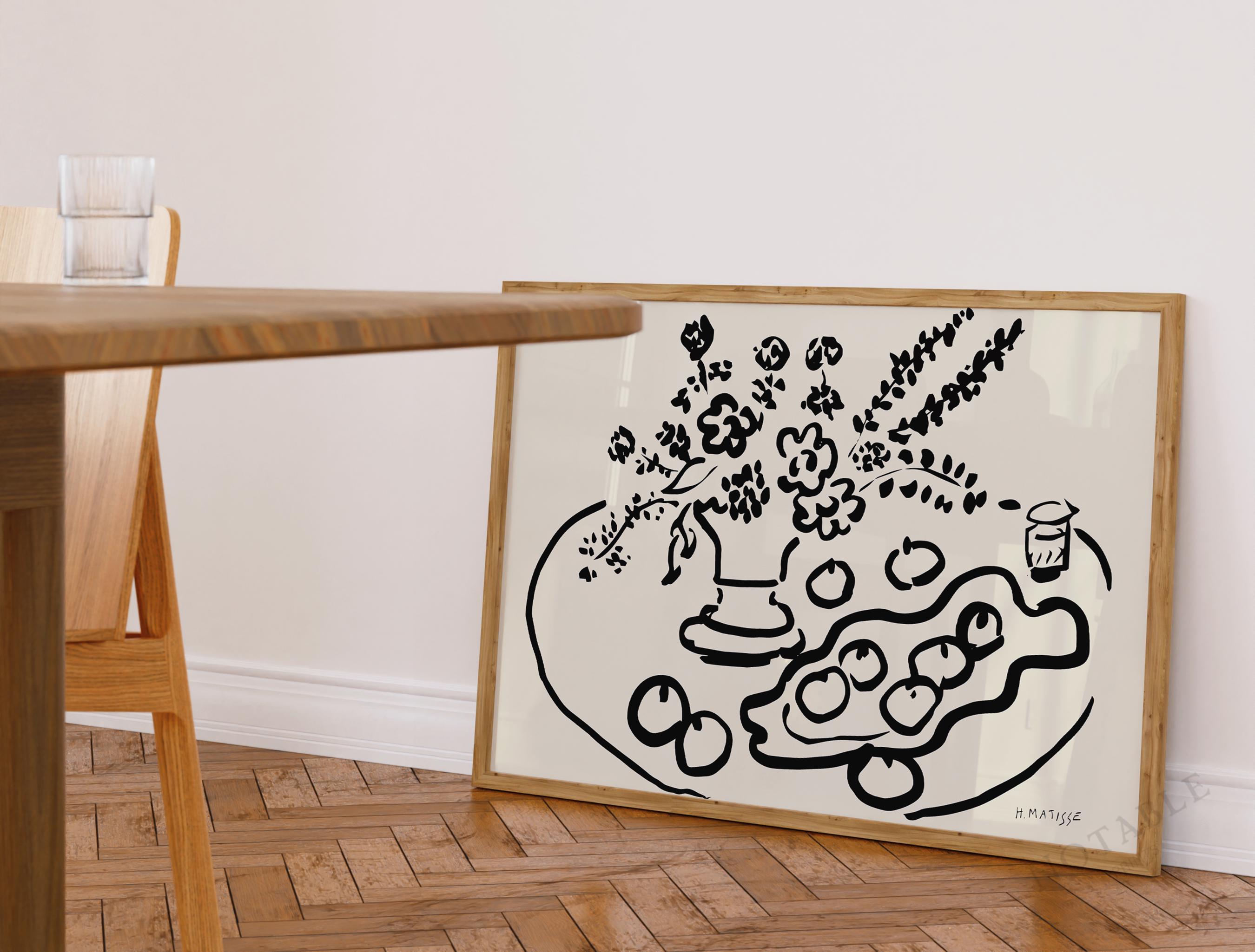 Matisse Wall Art Print, Still Life Line Art Drawing, Line Art Print ...