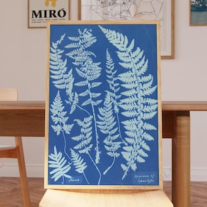 Anna Atkins Botanical Print, Cyanotype Impressions, Ferns, Ship From Uk ...