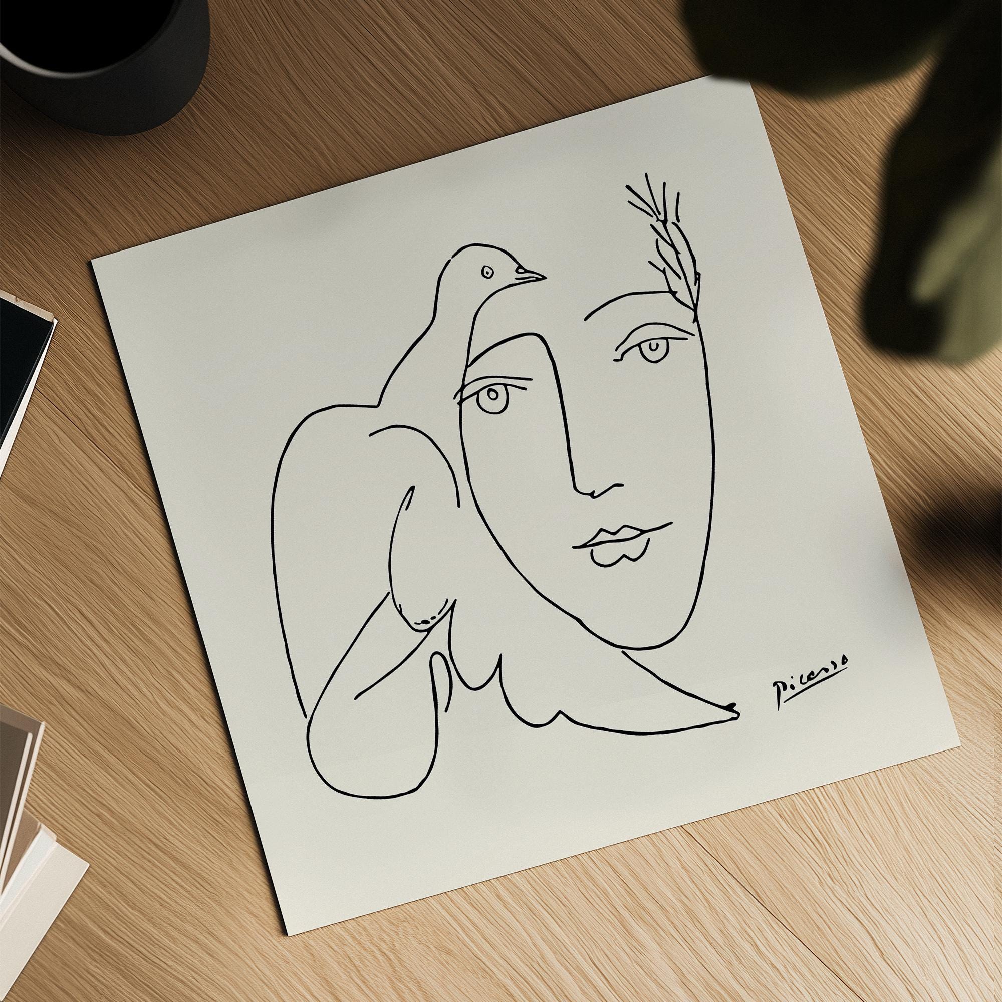 Picasso Line Art Print, Face of Peace Wall Art, Ship From Uk/us/europe ...