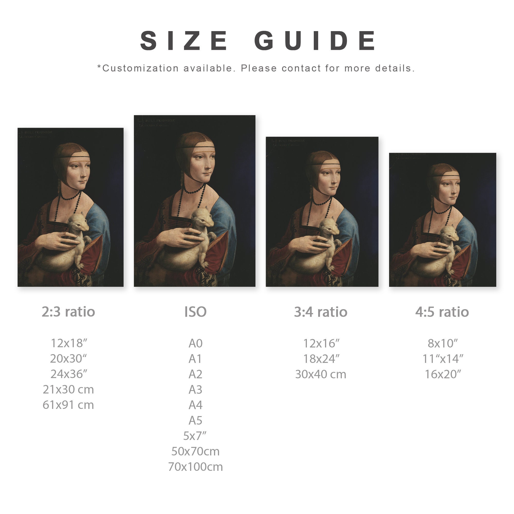 Leonardo Da Vinci Print, Lady With an Ermine Print, Ship From Uk/us ...