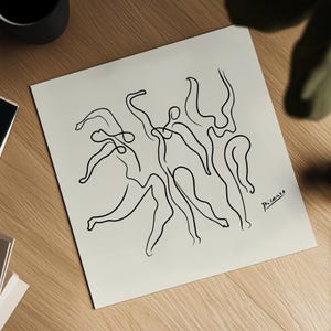 Picasso Line Art Print, the Dance Line Drawing Wall Art, Ship From Uk ...