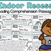 Indoor Recess Reading Comprehension Passages and Questions Back to ...