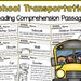 School Transportation Reading Comprehension Passages and Question Back ...