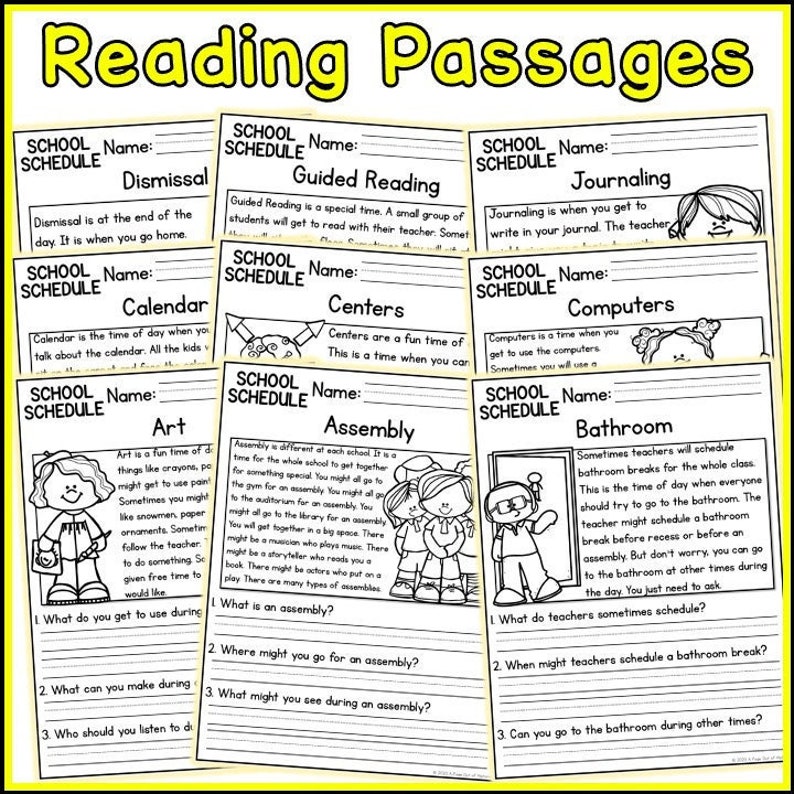 School Schedule Reading Comprehension Passages and Questions Back to ...