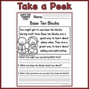 Math for Younger Kids Math Reading Comprehension Passages and Questions ...