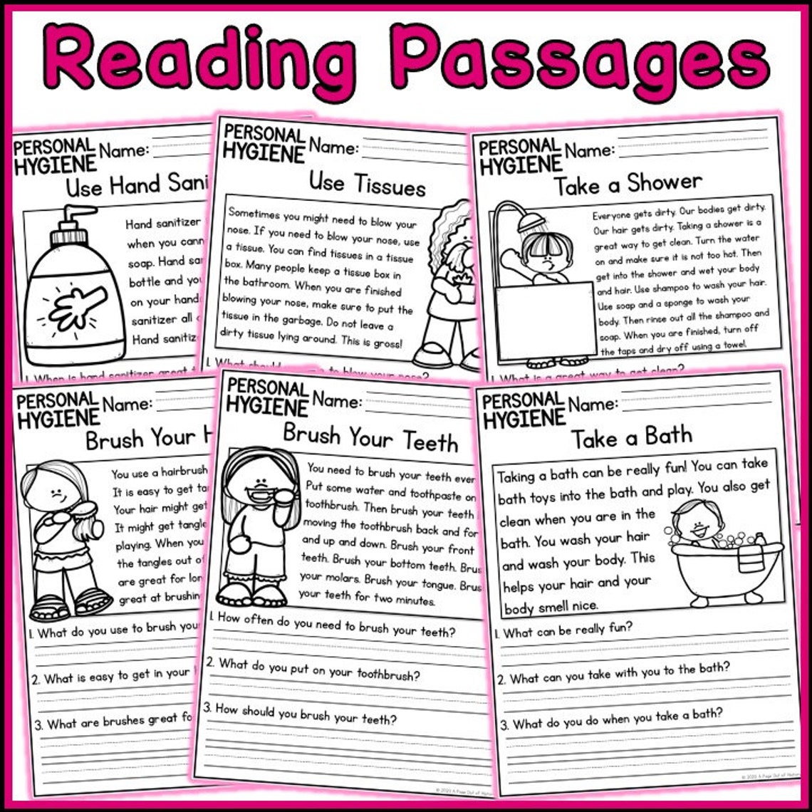 Personal Hygiene Reading Comprehension Passages and Questions Health ...