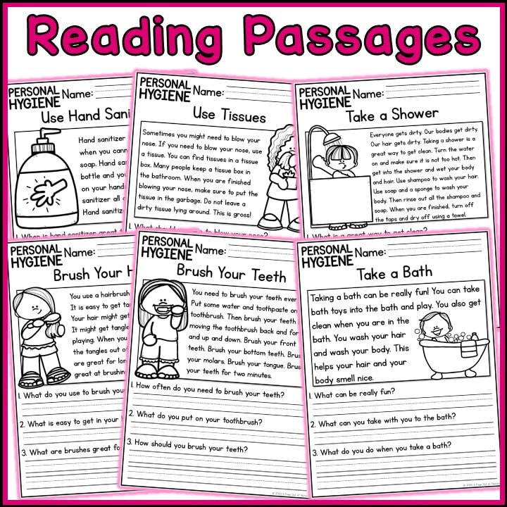Personal Hygiene Reading Comprehension Passages and Questions Health ...