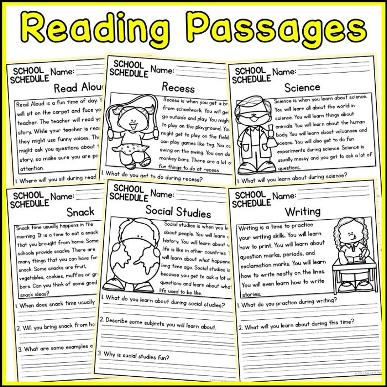 School Schedule Reading Comprehension Passages and Questions Back to ...