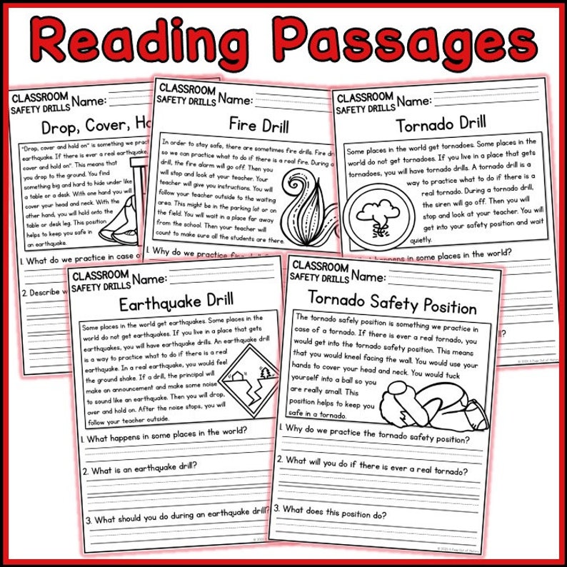 Classroom Safety Drills Reading Comprehension Passages and Questions ...