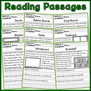 Parts of a Classroom Reading Comprehension Passages and Questions Back ...