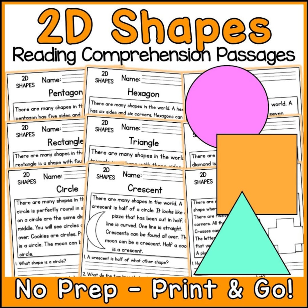 2D Shapes Math Reading Comprehension Passages and Questions Back to ...