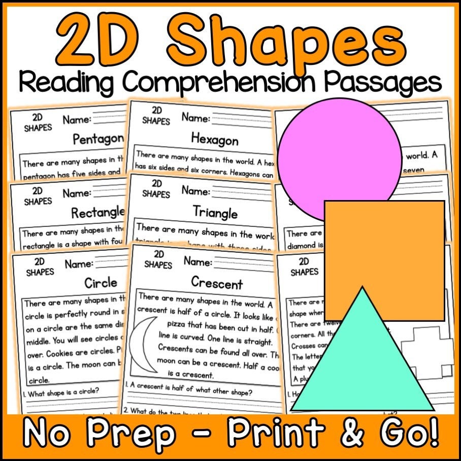 2D Shapes Math Reading Comprehension Passages and Questions Back to ...