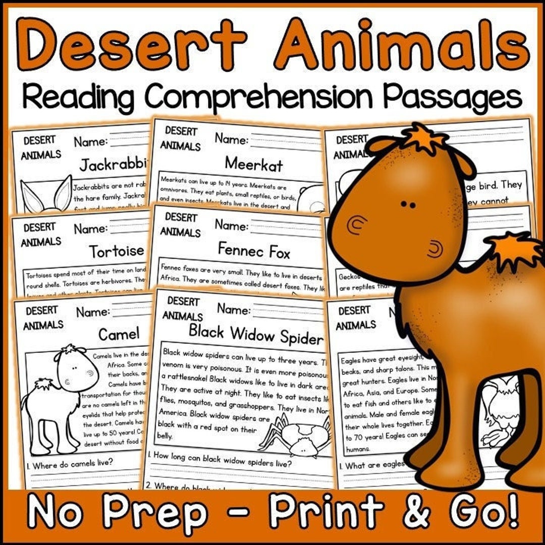 Desert Animals Reading Comprehension Passages and Questions Science ...