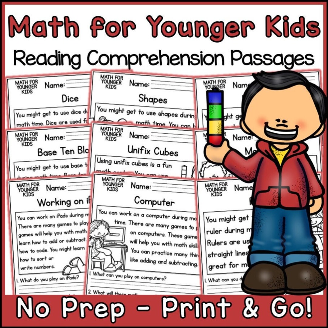 Math for Younger Kids Math Reading Comprehension Passages and Questions ...