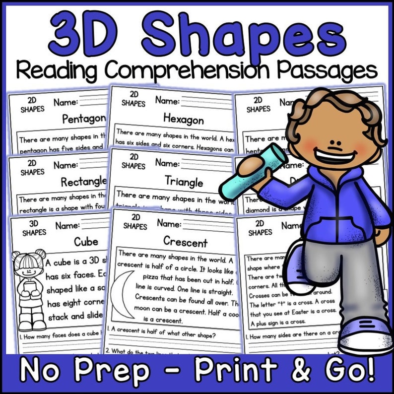 3D Shapes Math Reading Comprehension Passages and Questions Back to ...