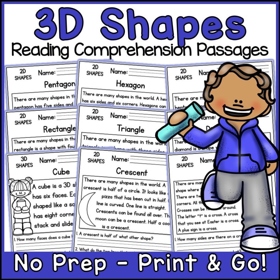 3D Shapes Math Reading Comprehension Passages and Questions Back to ...