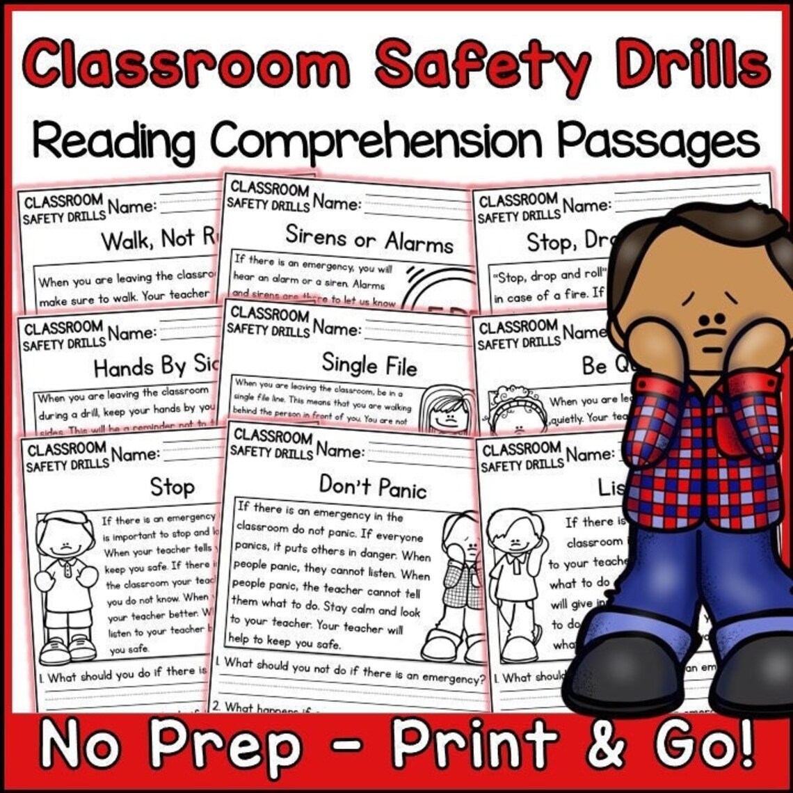 Classroom Safety Drills Reading Comprehension Passages and Questions ...