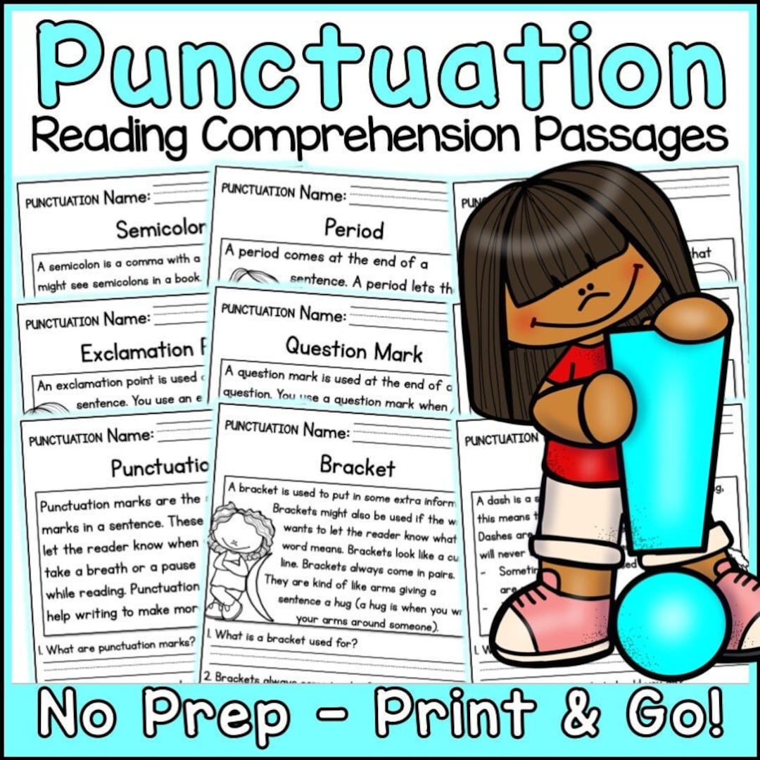 Punctuation Symbols Reading Comprehension Passages and Questions Back ...