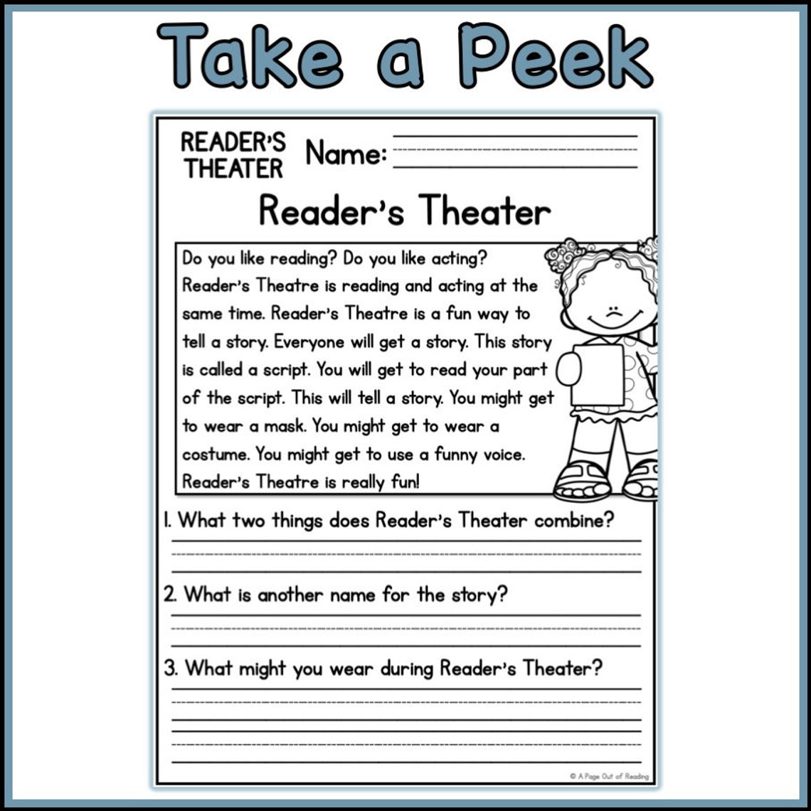 Readers Theatre Reading Comprehension Passages and Questions Back to ...